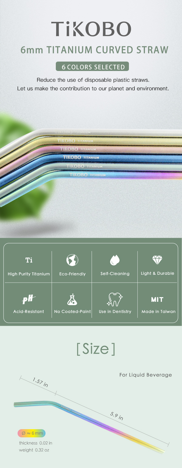 6mm Titanium Curved Straw – TiKOBO