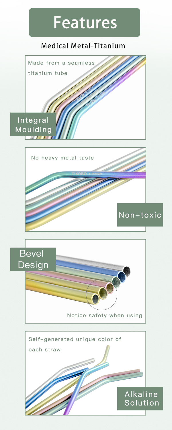 6mm Celadon Green Titanium Curved Straw – TiKOBO